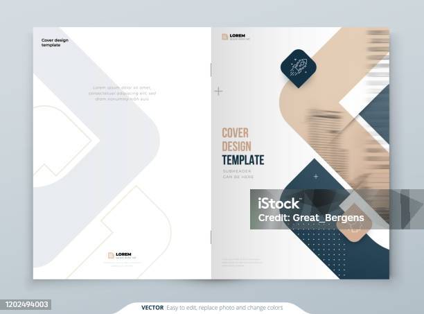 Desain Brosur Biege Templat Sampul A4 Untuk Brosur Laporan Katalog