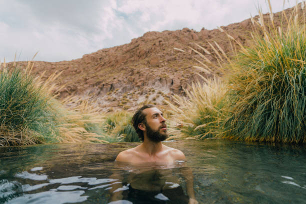 Free Stock Photo of Man in hot spring pool in the mountains | Download ...