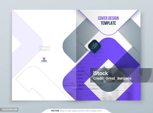 Desain Brosur Violet Templat Sampul A4 Untuk Brosur Laporan Katalog