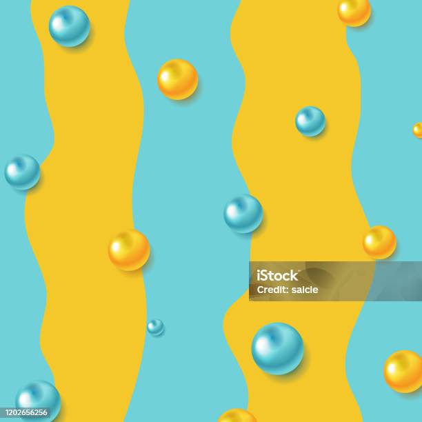 Abstrak Minimal Kontras Latar Belakang Bergelombang Dengan Bola 3d