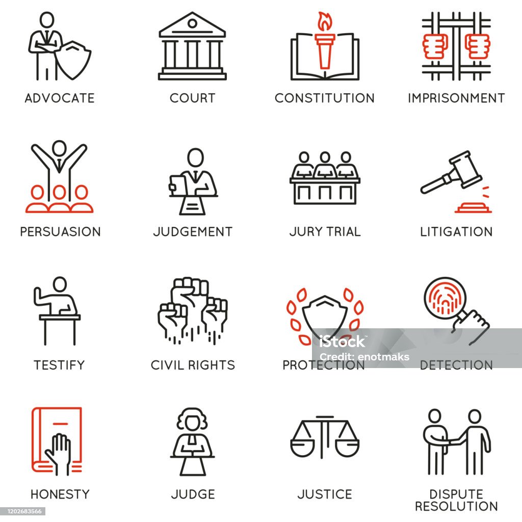Seperangkat Ikon Linier Vektor Yang Terkait Dengan Hukum Keadilan Dan ... Seperangkat Ikon Linier Vektor Yang Terkait Dengan Hukum Keadilan Dan ...