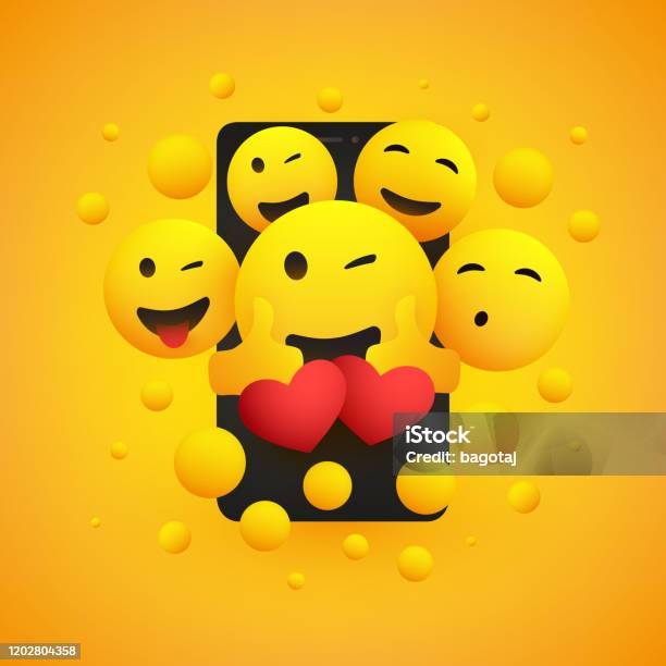 Emoticons On Mobile Device Screen Concept Stock Illustration Download
