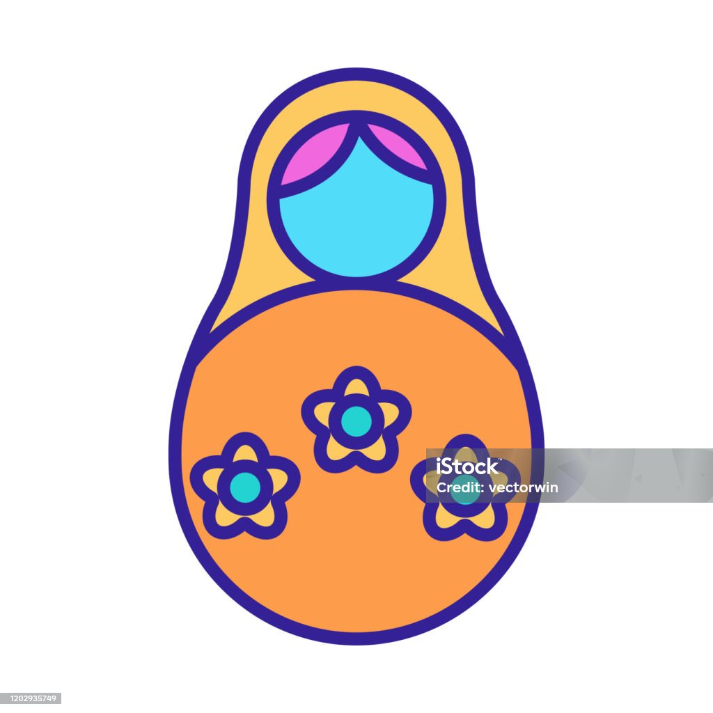 Vektor Ikon Matreshka Ilustrasi Simbol Kontur Terisolasi Ilustrasi Stok