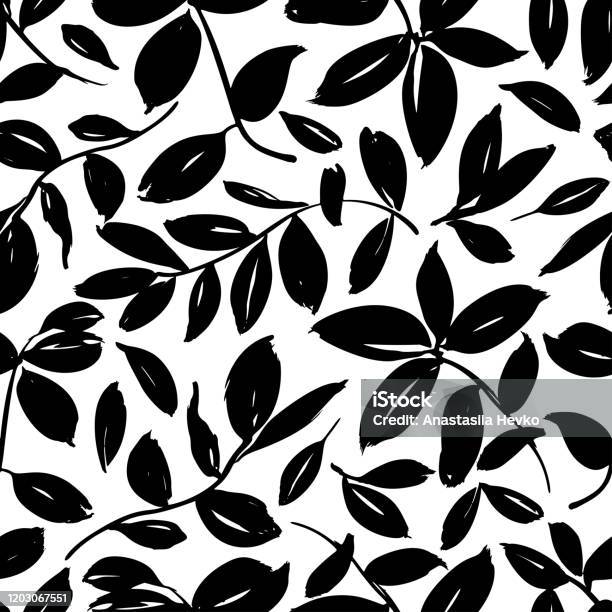 Lencre Noire Laisse Le Modèle Sans Couture De Vecteur Dessiné À La Main