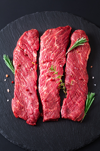 Konsep Makanan Organik Daging Mentah Filet Daging Sapi Steak Pada Latar