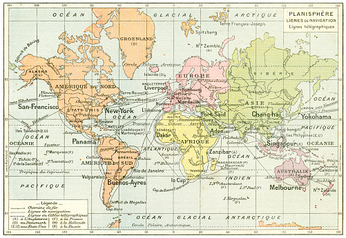 Navigation And Telegraphy Lines Map 1887 Stock Illustration - Download ... Navigation And Telegraphy Lines Map 1887 Stock Illustration - Download ...