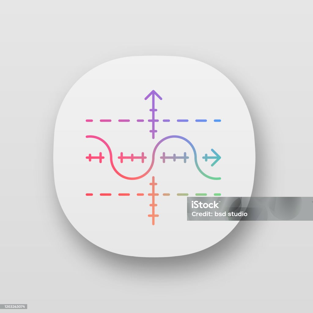 Function Graph App Icon Duplicate Function Sinusoid Sine Curve Diagram Math Graph Acoustic Light