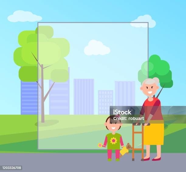 Nenek Dan Cucu Perempuan Ilustrasi Vektor Ilustrasi Stok Unduh Gambar