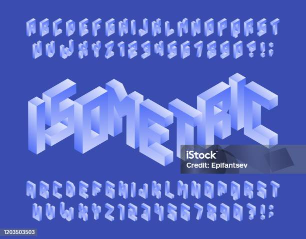 Font Alfabet Isometrik Sederhana 3d Huruf Geometris Dan Angka Dalam