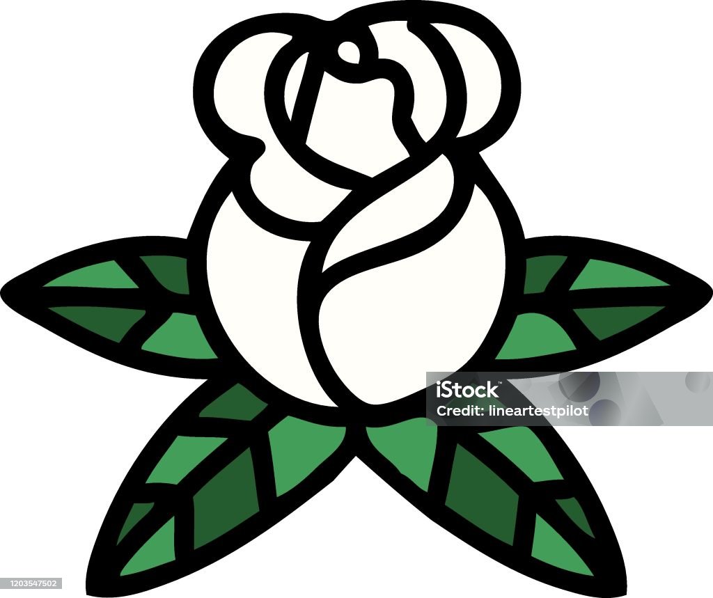 Tatouage Traditionnel Dune Rose Simple Vecteurs Libres De Droits Et