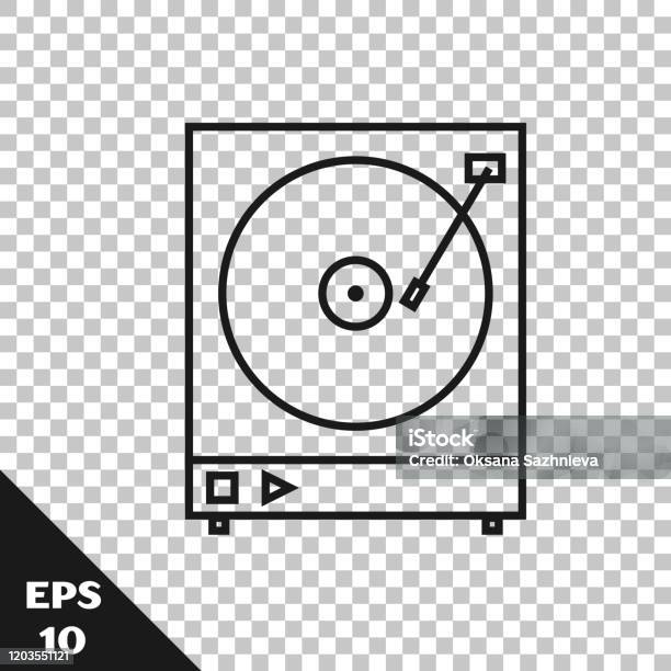 Pemutar Vinyl Garis Hitam Dengan Ikon Disk Vinil Terisolasi Pada Latar ... Pemutar Vinyl Garis Hitam Dengan Ikon Disk Vinil Terisolasi Pada Latar ...
