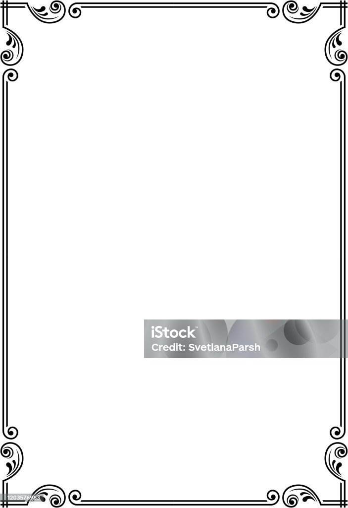 Decorative Black Rectangular Frame Ornate Corners A4 A3 Sizes Stock ... Decorative Black Rectangular Frame Ornate Corners A4 A3 Sizes Stock ...