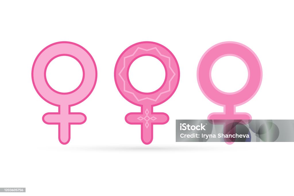 Female Sign Set Isolated On White Doodle Symbol Womans Day Collection