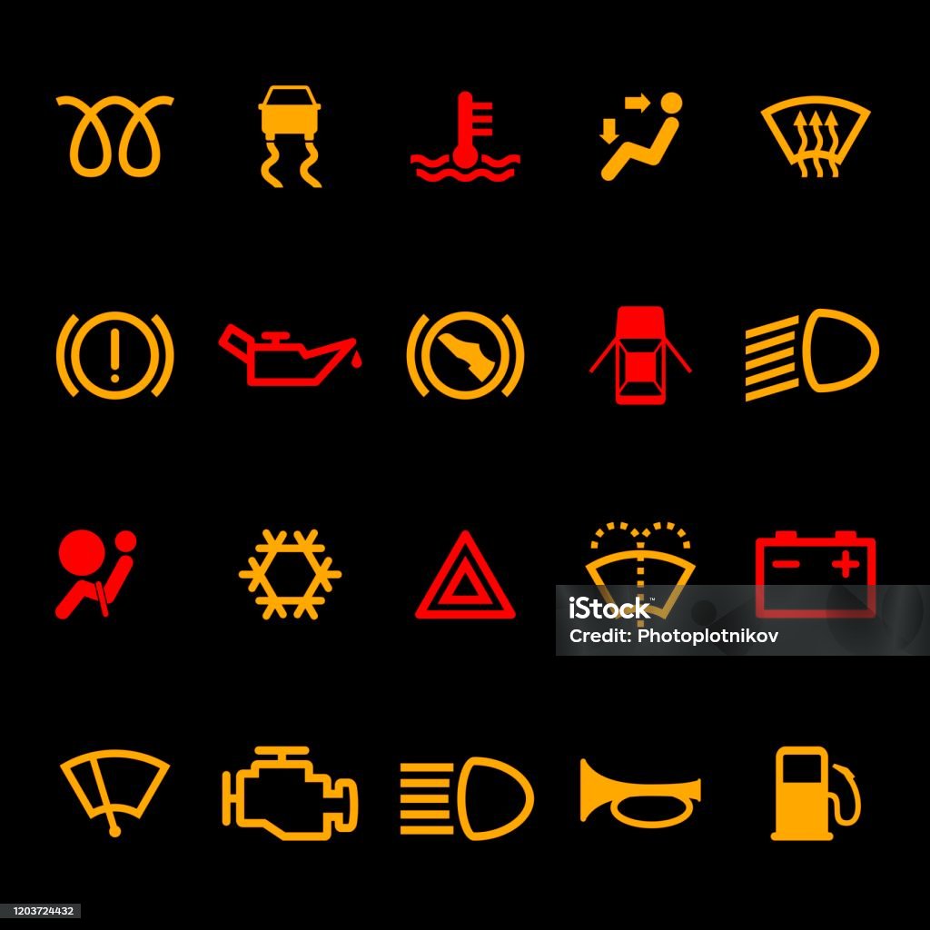 Ilustración de Iconos Del Tablero Del Coche Establecidos Aislados Sobre ... Ilustración de Iconos Del Tablero Del Coche Establecidos Aislados Sobre ...