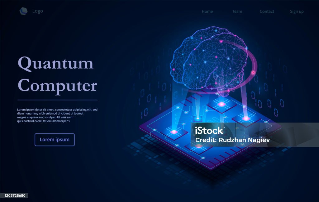 Latar Belakang Teknis Dengan Teks Quantum Computer Ilustrasi Stok