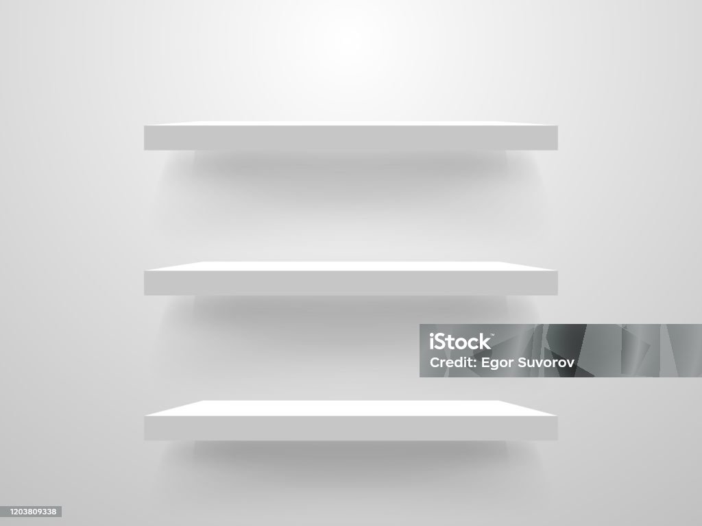 Weiße Leere Regale An Der Lichtwand Innenarchitektur Mockup ... Weiße Leere Regale An Der Lichtwand Innenarchitektur Mockup ...