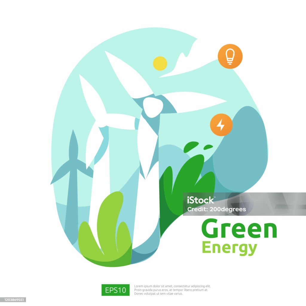 Green Clean Energy Sources With Renewable Electric Sun Solar Panel And
