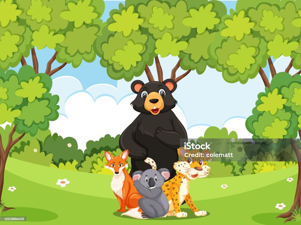 Adegan Dengan Banyak Hewan Liar Di Hutan Ilustrasi Stok - Unduh Gambar ... Adegan Dengan Banyak Hewan Liar Di Hutan Ilustrasi Stok - Unduh Gambar ...
