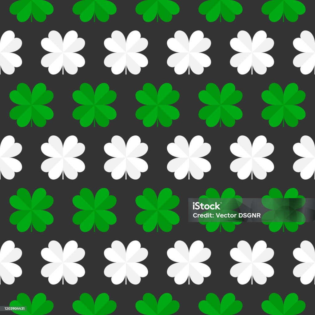 Four Leaf Clover Seamless Pattern Vector Illustration Stock