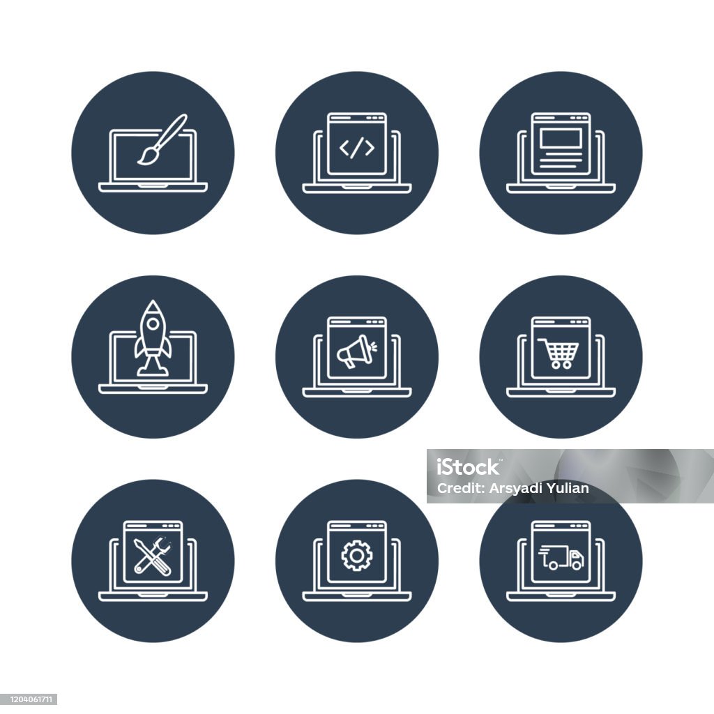 Computer Programming Icons Set Programmer Developer Stock Circle Line ... Computer Programming Icons Set Programmer Developer Stock Circle Line ...