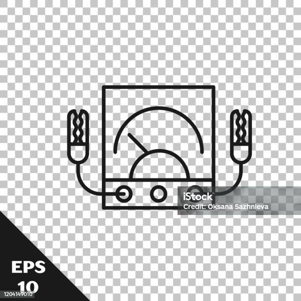 Garis Hitam Ampere Meter Multimeter Ikon Voltmeter Terisolasi Pada