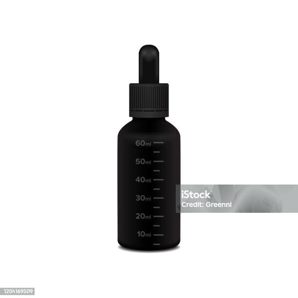 Botol Pengukur Hitam Untuk Minyak Esensial Mock Up Botol Kosmetik Atau