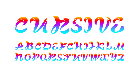 Police Sinueuse Colorée Alphabet Manuscrit De Script Police Cursive De