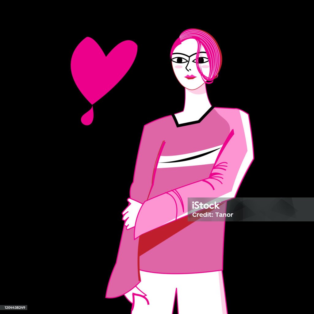 Lovely Portrait Vector Of A Girl In Love Stock Illustration Download