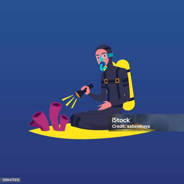 Penyelam Karakter Menyelam Di Dasar Laut Terumbu Karang Ilustrasi ... Penyelam Karakter Menyelam Di Dasar Laut Terumbu Karang Ilustrasi ...