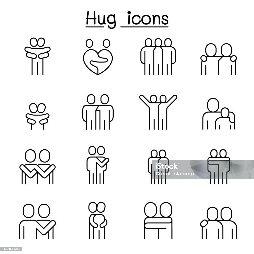 Lover Hug Friendship Relationship Icon Set In Thin Line Style Stock ... Lover Hug Friendship Relationship Icon Set In Thin Line Style Stock ...