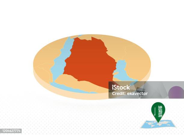 Carte De Larabie Saoudite Conçue Dans Le Style Isométrique Carte De