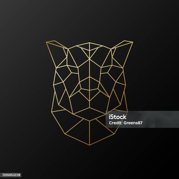 Illustration Polygonale De Jaguar De Vecteur Tête De Jaguar Dor Dans Le