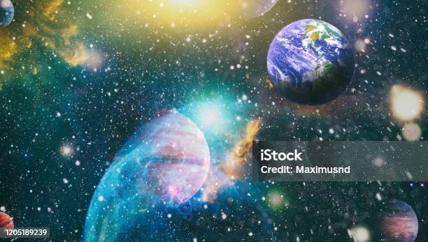 Earth Planet In Galaxy Use For Science Design Earth And Galaxies In
