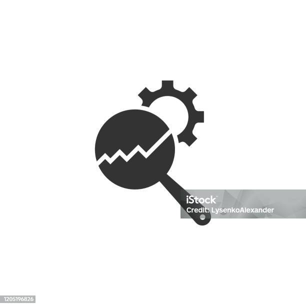 Loupe Avec Licône Dengrenage Dans Le Modèle Plat Illustration De