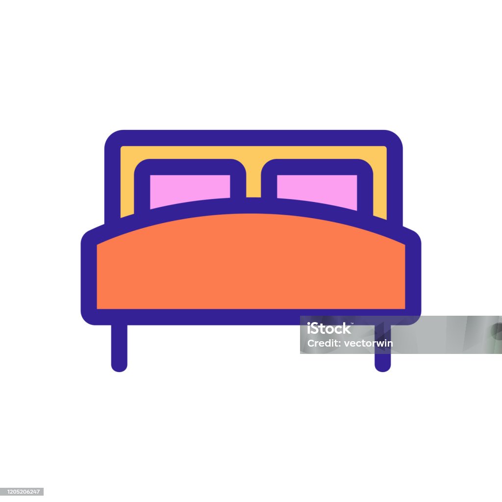 Vektor Ikon Tempat Tidur Dua Kamar Tidur Ilustrasi Simbol Kontur