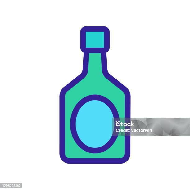 Sebotol Vektor Ikon Minuman Keras Ilustrasi Simbol Kontur Terisolasi