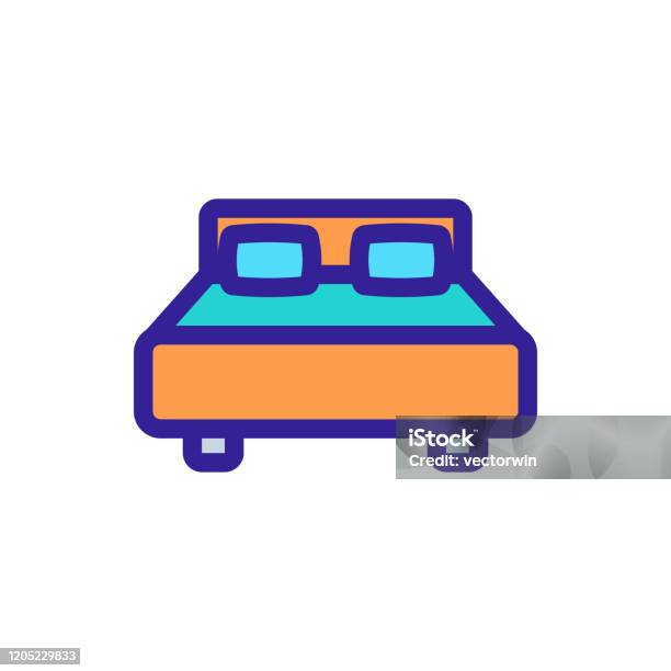 Vektor Ikon Tempat Tidur Dua Kamar Tidur Ilustrasi Simbol Kontur