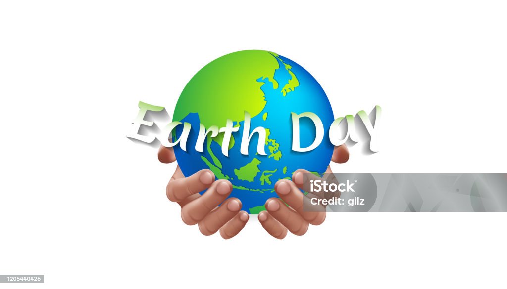 Earth Day Save Our Planet Concept Human Hands Holding Globe With Bokeh