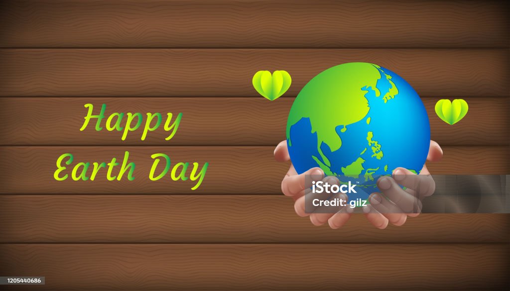 Earth Day Save Our Planet Concept Human Hands Holding Globe With Bokeh