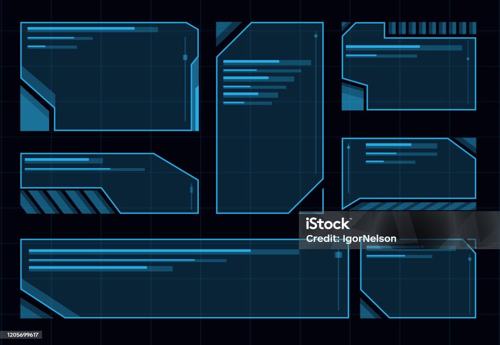 Antarmuka Pengguna Futuristik Hud Desain Tata Letak Panel Kontrol Biru