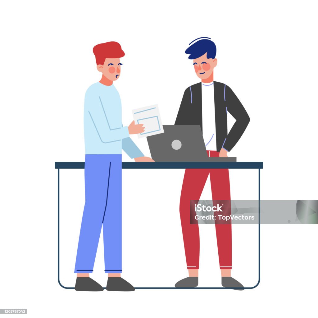 Pertemuan Bisnis Karakter Kantor Bekerja Dan Bertukar Pemikiran Dalam