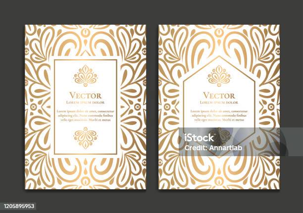 Desain Kartu Undangan Mewah Emas Dan Putih Template Ornamen Vintage