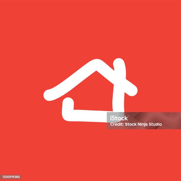 Icône Daccueil Sur Fond Rouge Illustration De Vecteur De Style Plat