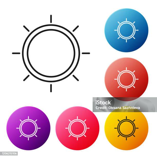 Icône Noire De Soleil De Ligne Disolement Sur Le Fond Blanc Définir Des