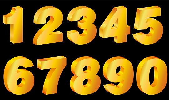 Gold 3d Numbers Symbol Set Gold 3d Numbers Symbol Set Vector