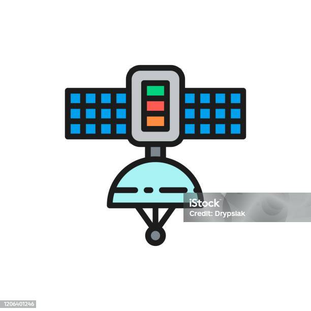 Stasiun Satelit Luar Angkasa Ikon Garis Warna Datar Terisolasi Pada ... Stasiun Satelit Luar Angkasa Ikon Garis Warna Datar Terisolasi Pada ...