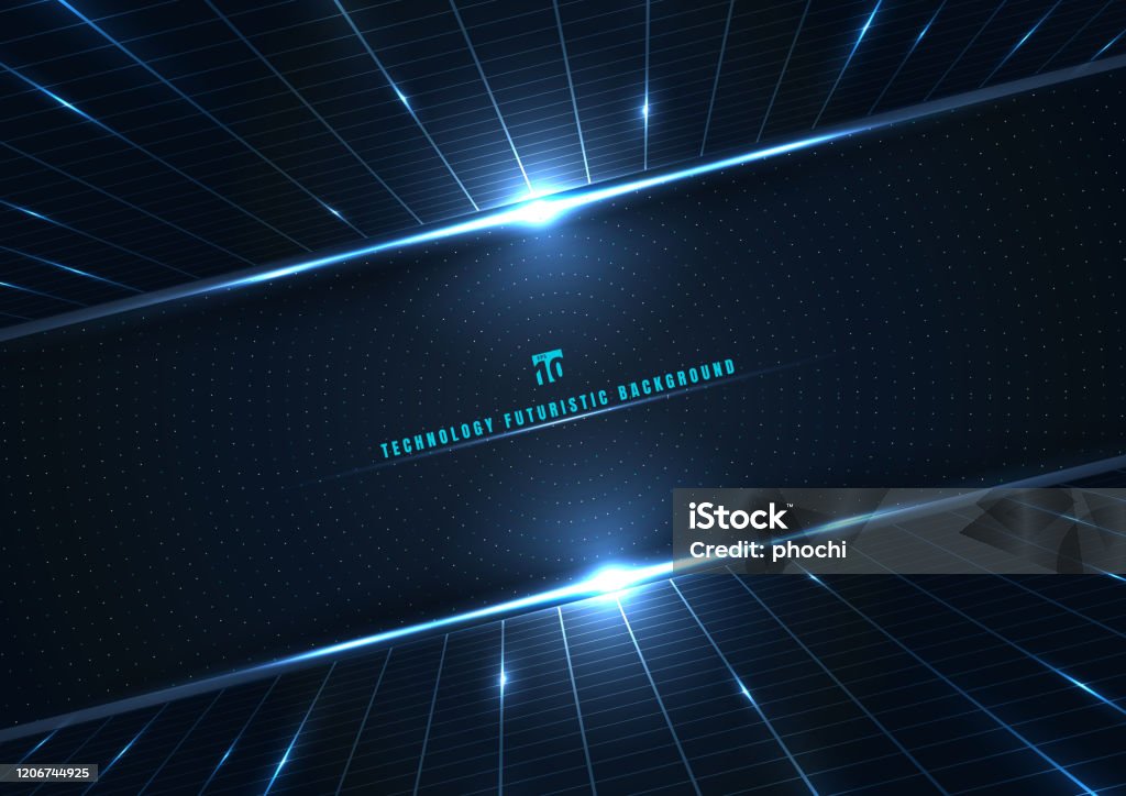 Teknologi Abstrak Futuristik Konsep Digital Perspektif Grid Dan Efek