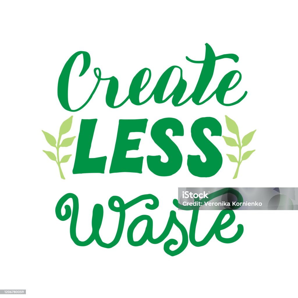 Create Less Waste Text Poster Ecology Motivation Typography Phrase ... Create Less Waste Text Poster Ecology Motivation Typography Phrase ...
