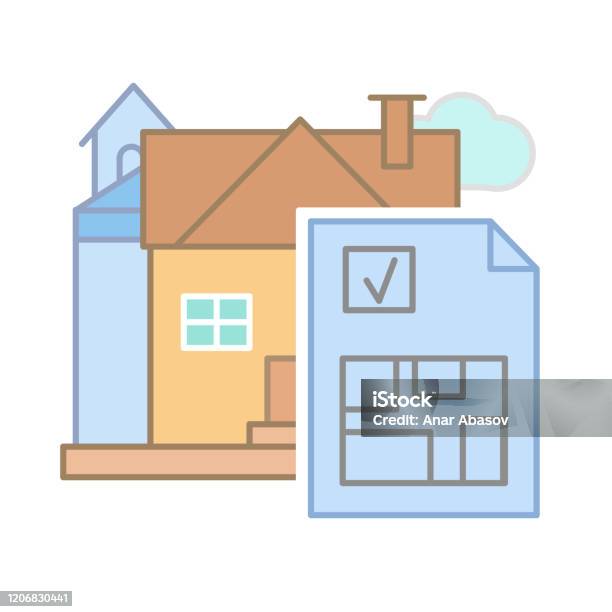 Icône De Plan De Maison De Dessin Ligne Simple Contours Des Éléments