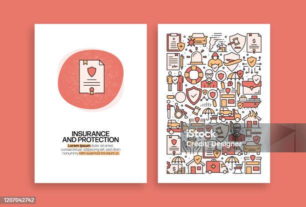 Desain Terkait Asuransi Dan Perlindungan Template Vektor Modern Untuk